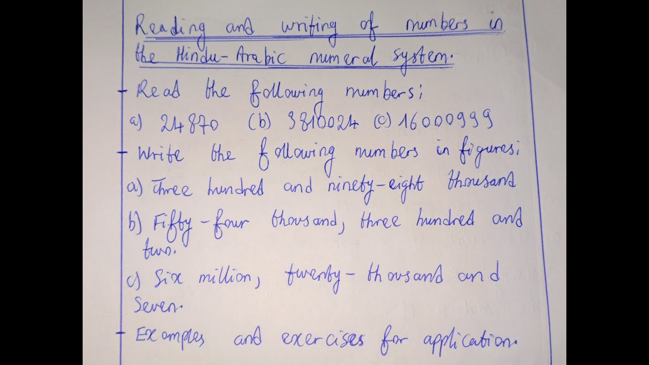 The reading and writing of numbers, both in figures and in words - YouTube