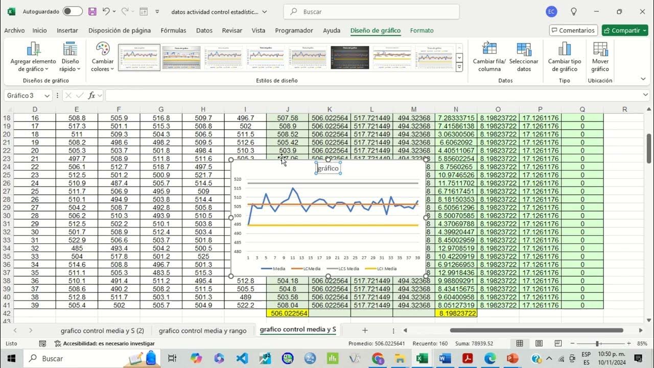 EXCEL 365: COMO HACER UN GRAFICO DE CONTROL X - S | EXPLICACION PASO A PASO - YouTube