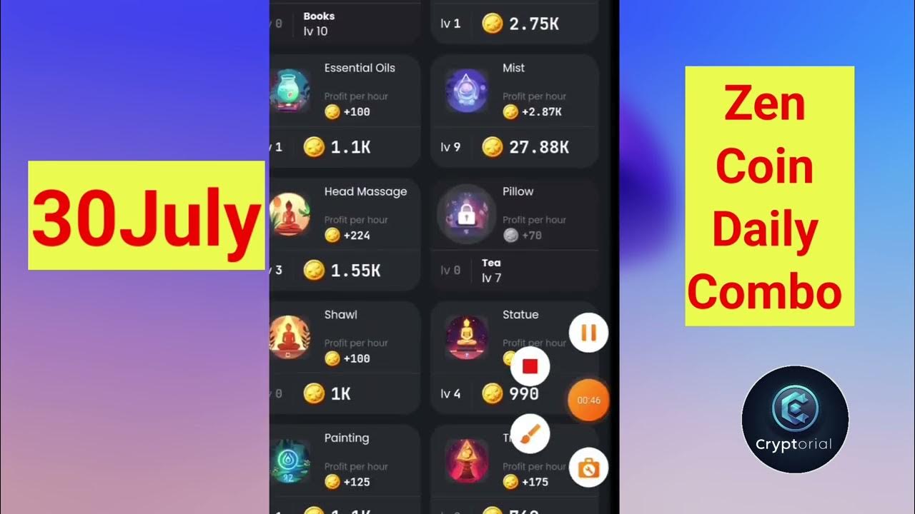 Zen Coin daily combo cards 30 July | Zen Coin today combo cards 30 july | Zen Coin withdrawal ...