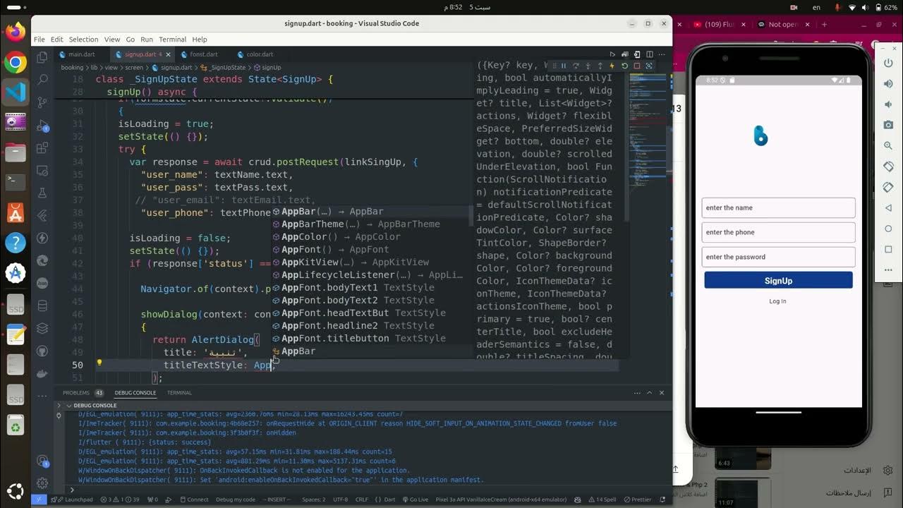14 - ShowDialog to SignUp in Flutter - App Booking use Flutter & Php ...