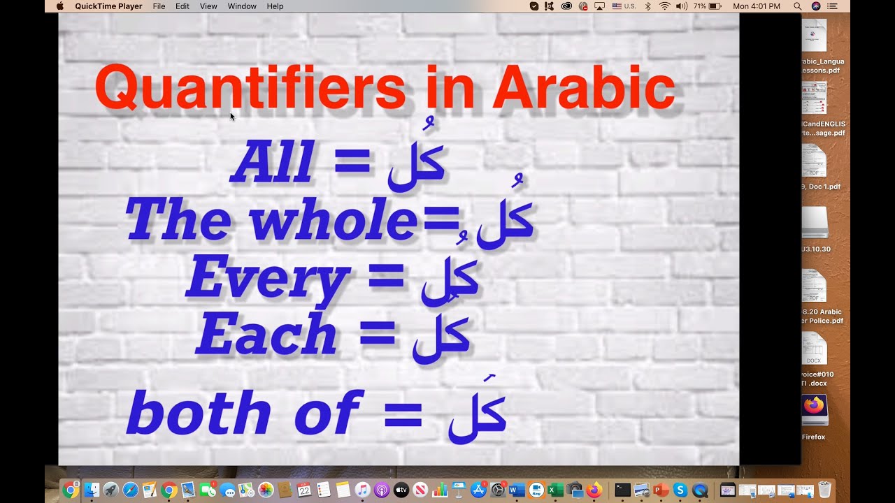Quantifiers in Arabic Grammar Part 1 : Every, Each, All , The Whole, Both of - YouTube