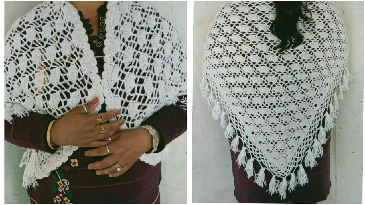 crochet shawl /kroshiya shawl /handmade triangular shawl design # ...