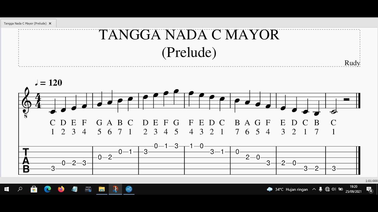 Tangga Nada C Mayor (Prelude) Not Balok & TAB - YouTube