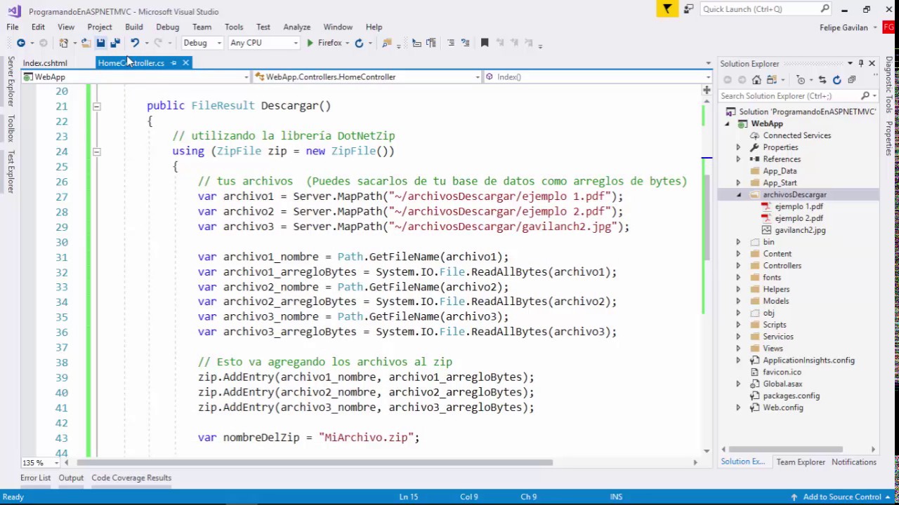 Descargar Varios Archivos Con Dotnetzip Temas Avanzados Programando En Asp Mvc 5 Youtube