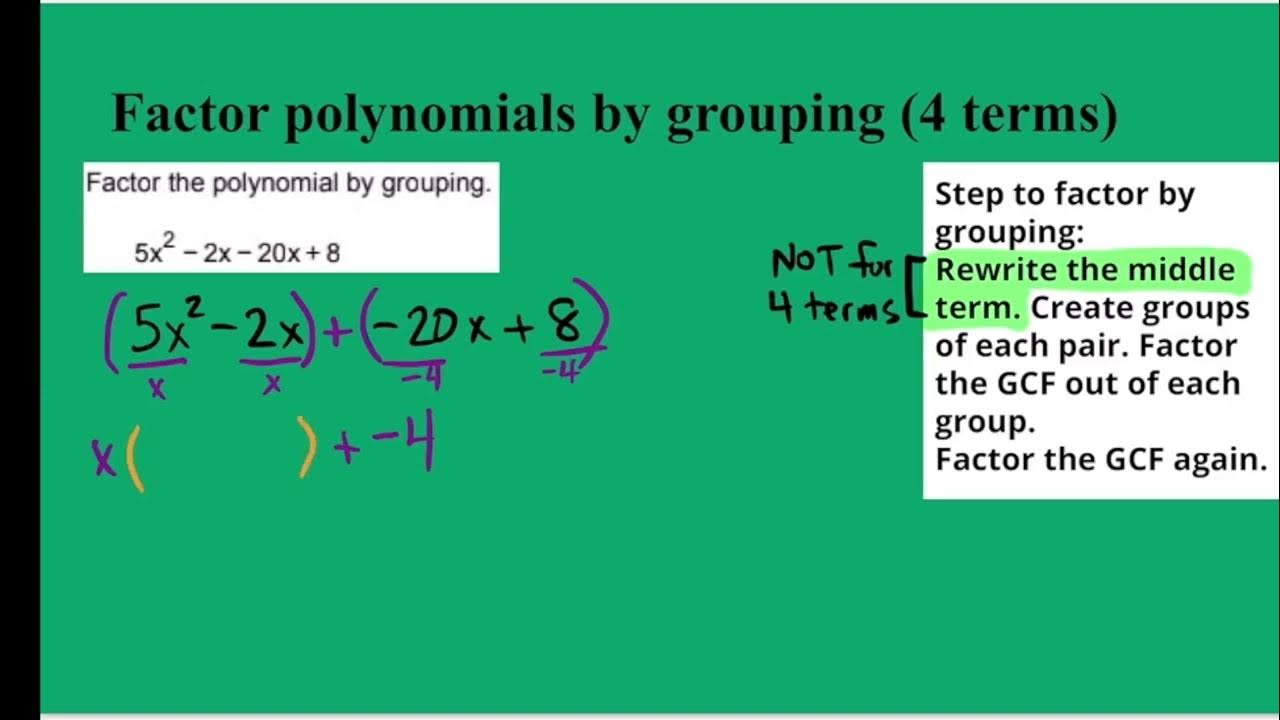 Factor by grouping 4 term polynomials - YouTube