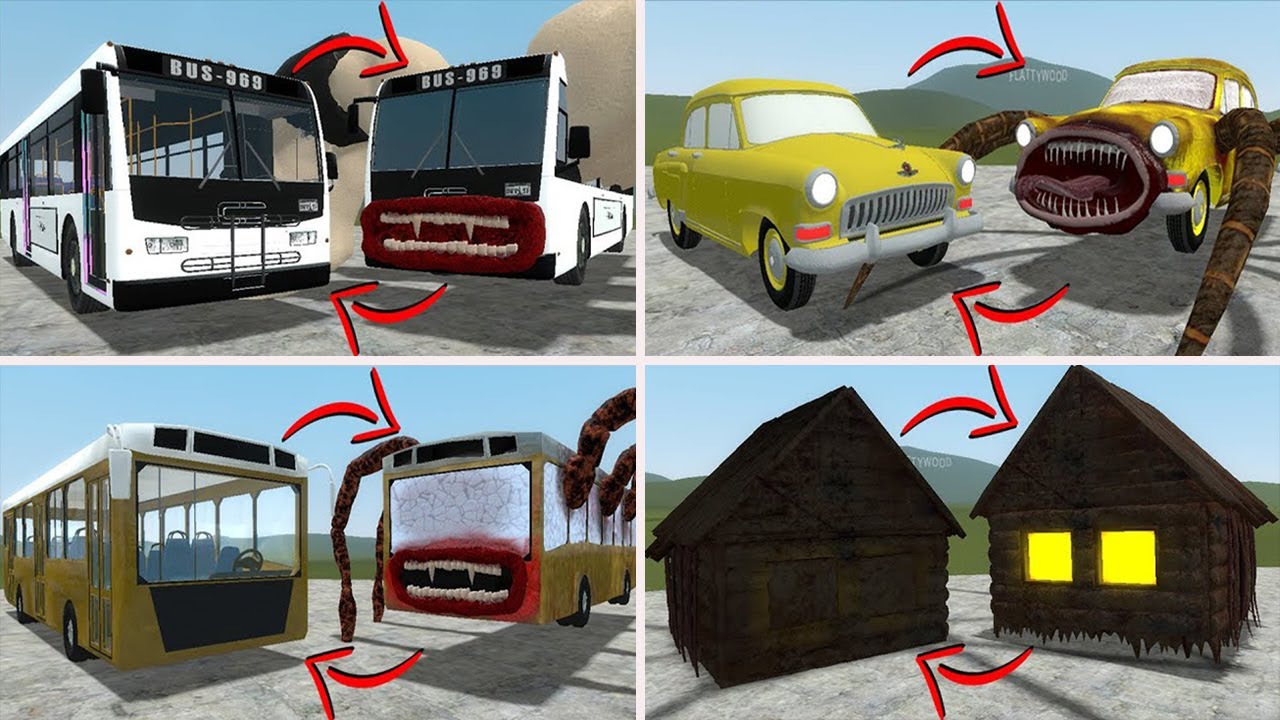 EVERYTHING TURNED INTO MONSTERS: HOUSE HEAD, CAR EATER, BUS EATER VS ...