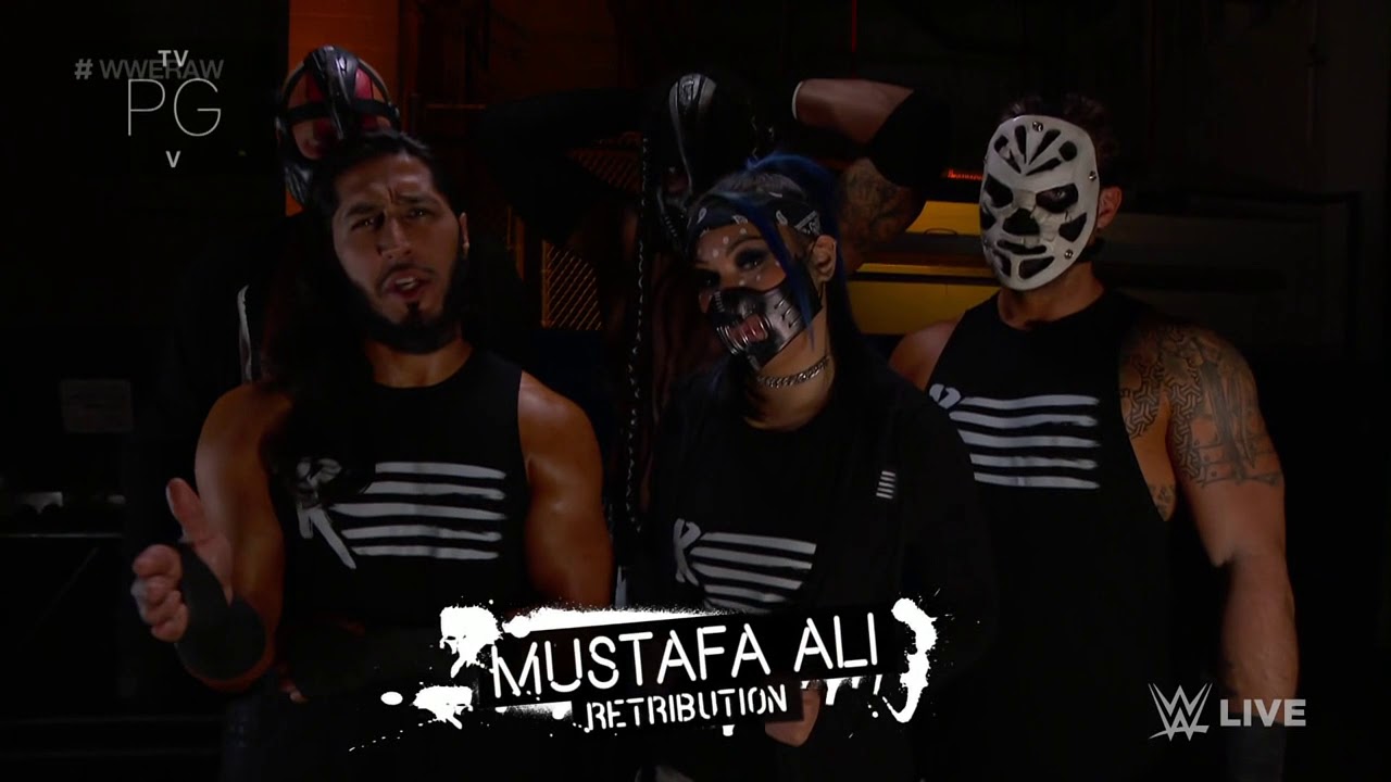 Mustafa Ali with RETRIBUTION is talking about the Team Raw (Full ...