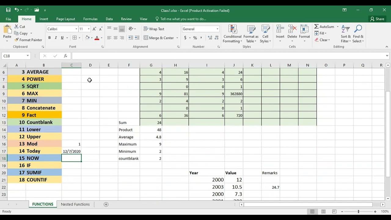 MS Excel Part 3 Functions - YouTube