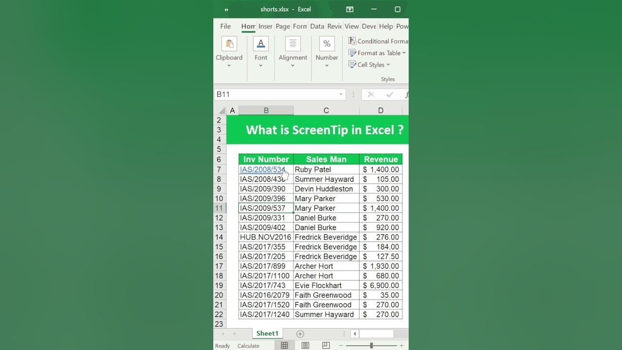 What is ScreenTip in Excel🤔#shorts #excelmalayalam #exceltips - YouTube