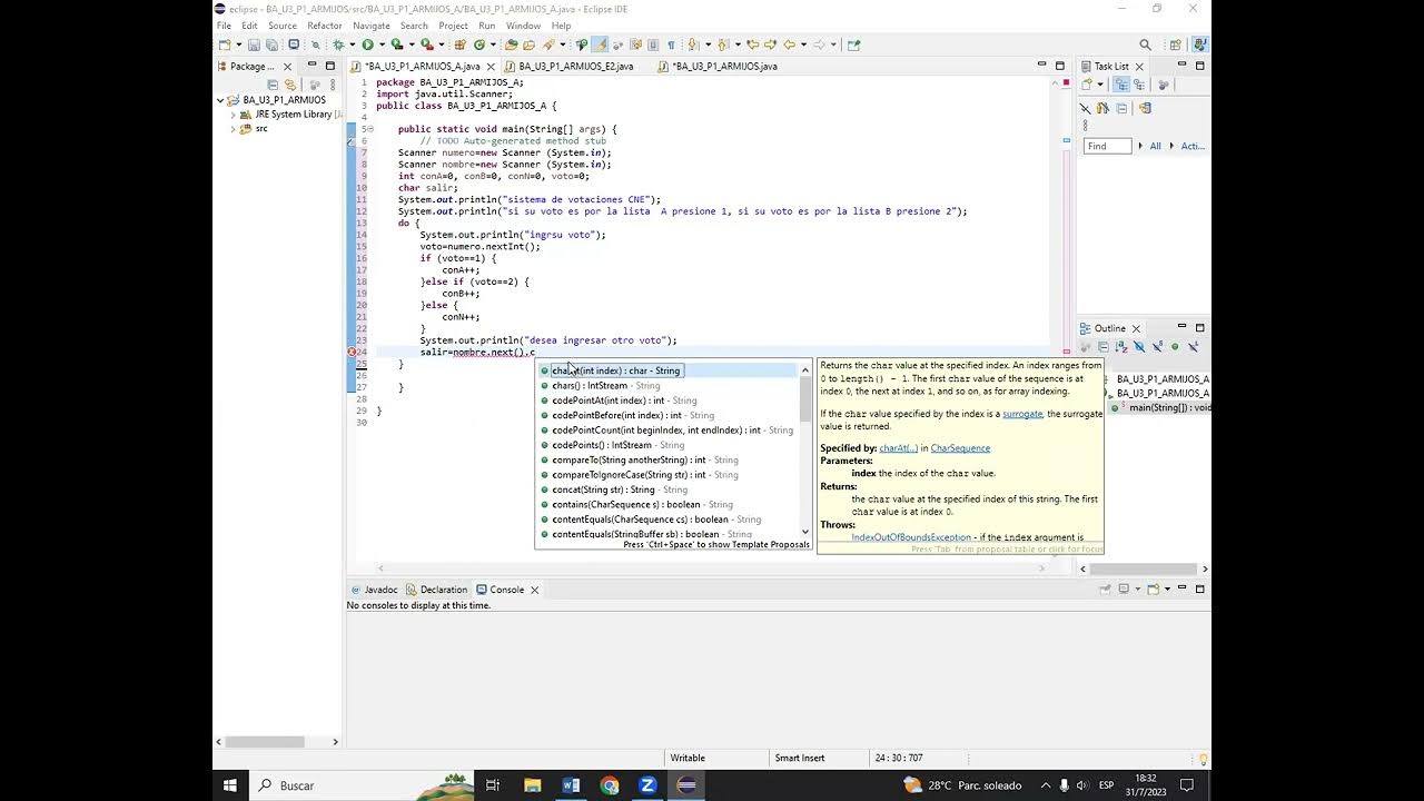 E1 java Sistema de votación - YouTube
