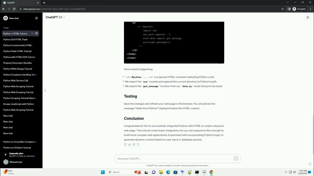 python with html tutorial - YouTube