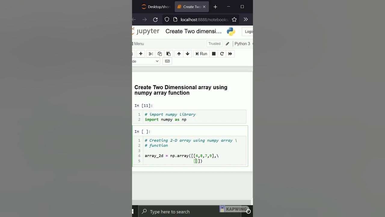 Creating 2 Dimensional Array Using Numpy Array Function Codersarts Youtube