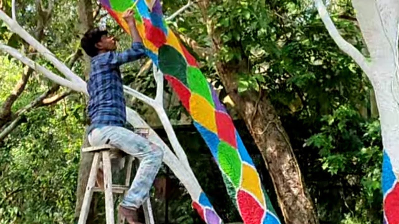 TREE TRUNK PAINTING DESIGN DATE-30 .OCT.2020 - YouTube