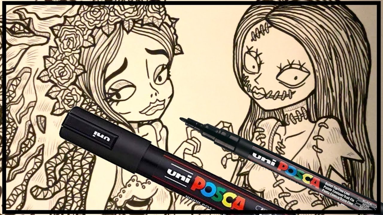 Drawing Corpse bride and Sally: Posca pens and Ambient trap - YouTube