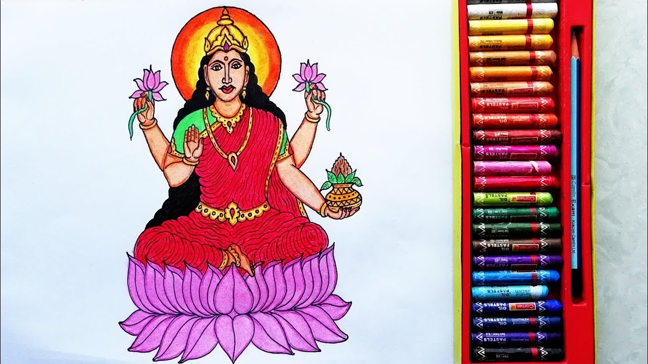 How to Draw Time-lapse Painting Of Goddess Lakshmi Mata । Drawing Of ...