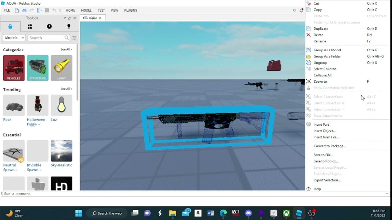 How To Save A Model To A File in Roblox Studio (READ DESC) - YouTube