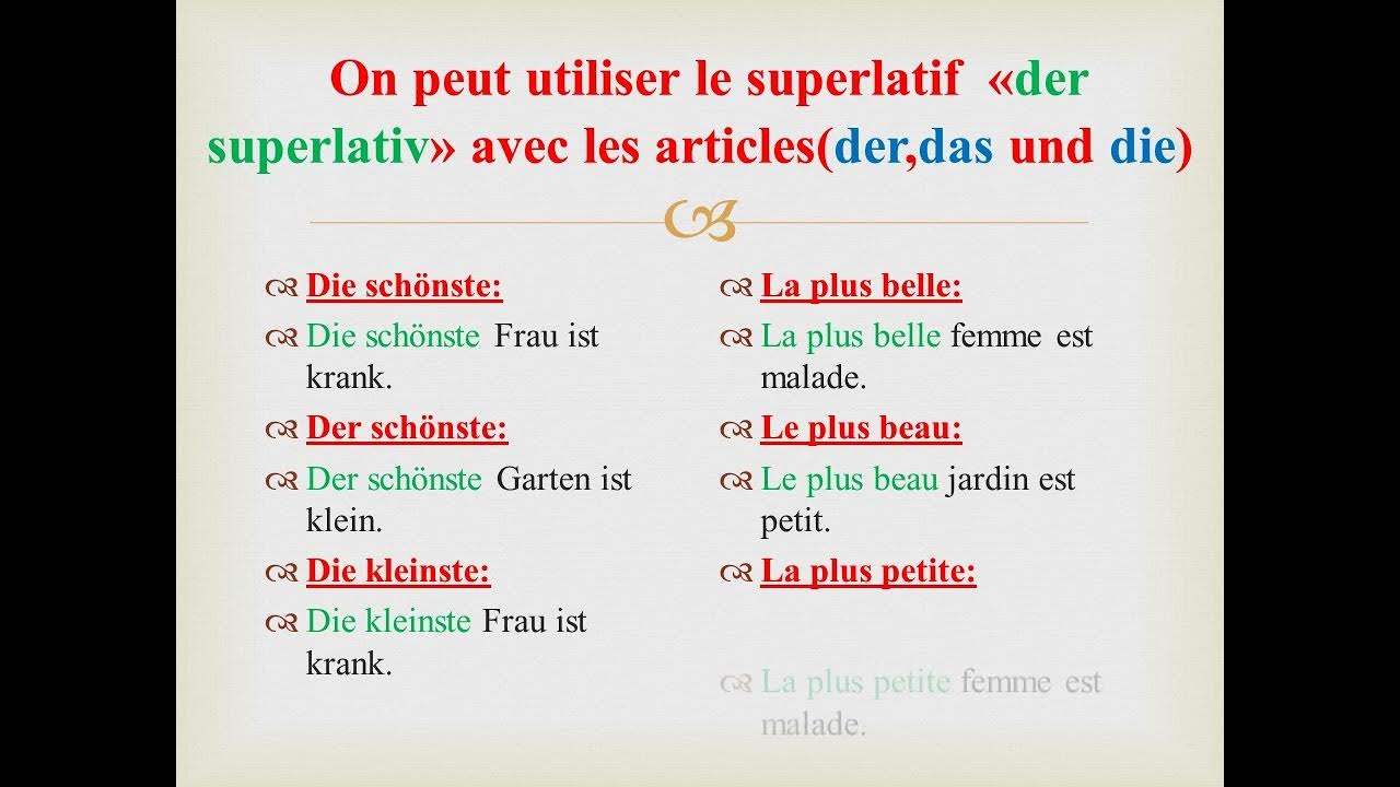 der Superlativ und der Komparativ : le superlatif et le comparatif ...