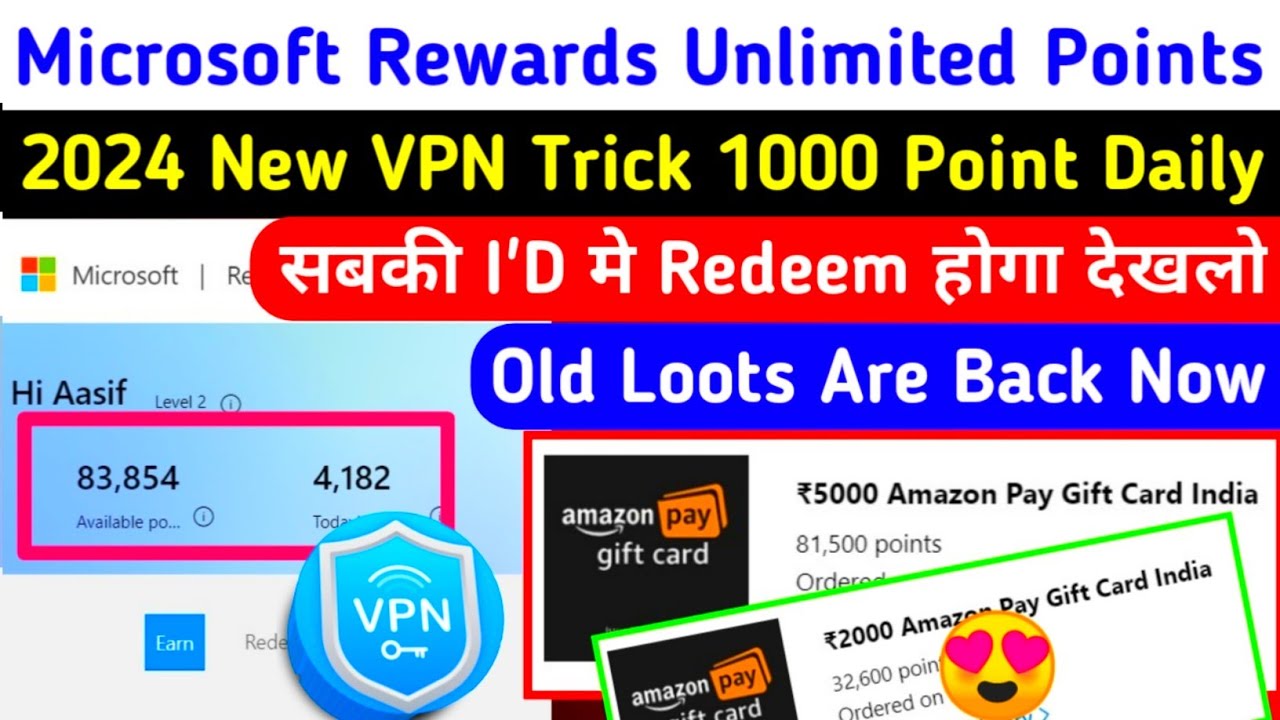 Microsoft Rewards Unlimited Points | New VPN 2 Server 1200 Point Daily ...