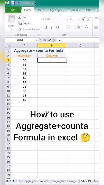 how to use aggregate with counter formula | excel interview | #shorts #formula #computertech001 ...