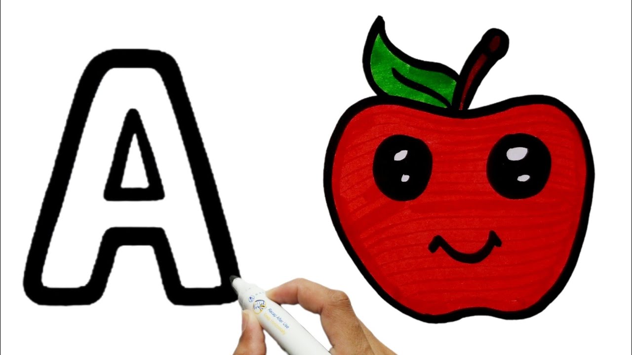 How to draw Alphabet 'A' and Apple/Art for kids hub/A For Apple - YouTube