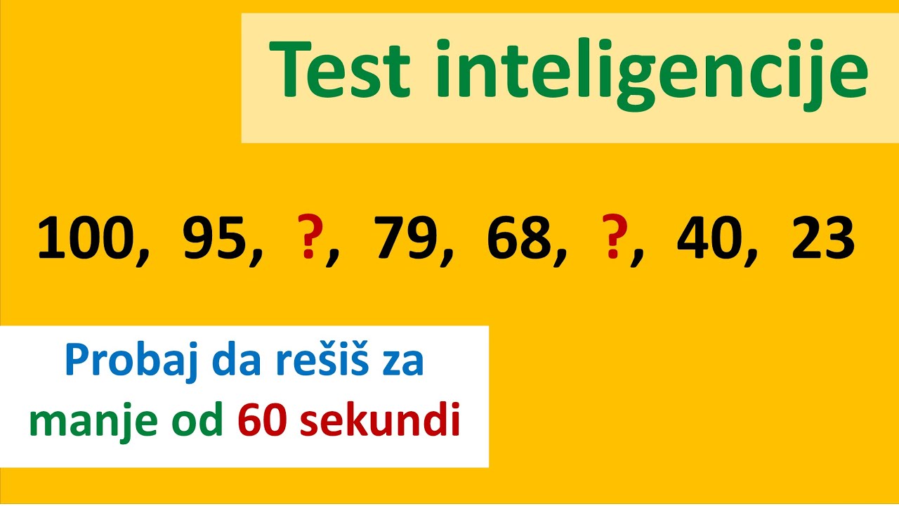 Test inteligencije 2 - koje brojeve treba staviti umesto znaka pitanja ...