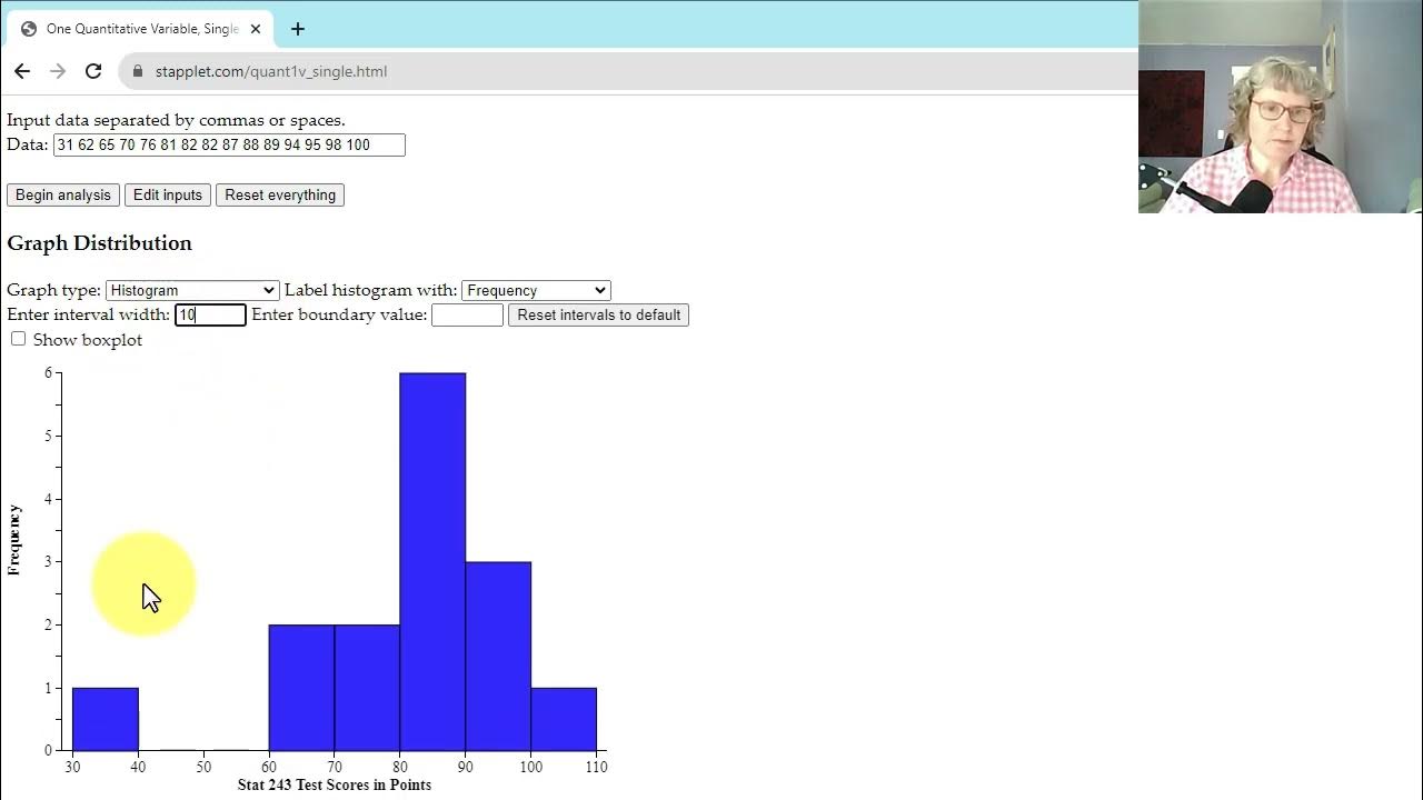 Stat 243 Module 2 Video 2 Technology - Summarizing Stapplet for One Quantitative Variable - YouTube
