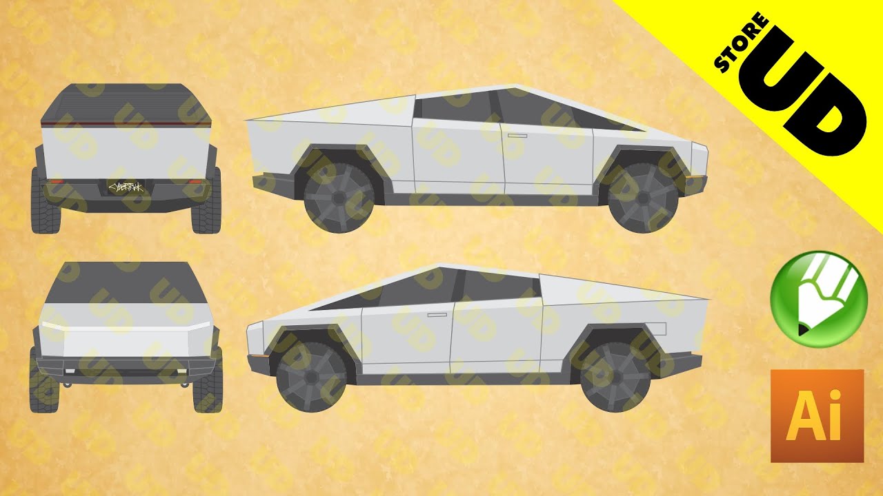 Tesla Cybertruck 2021 em Vetor Corel e Illustrator | CDR e AI - YouTube