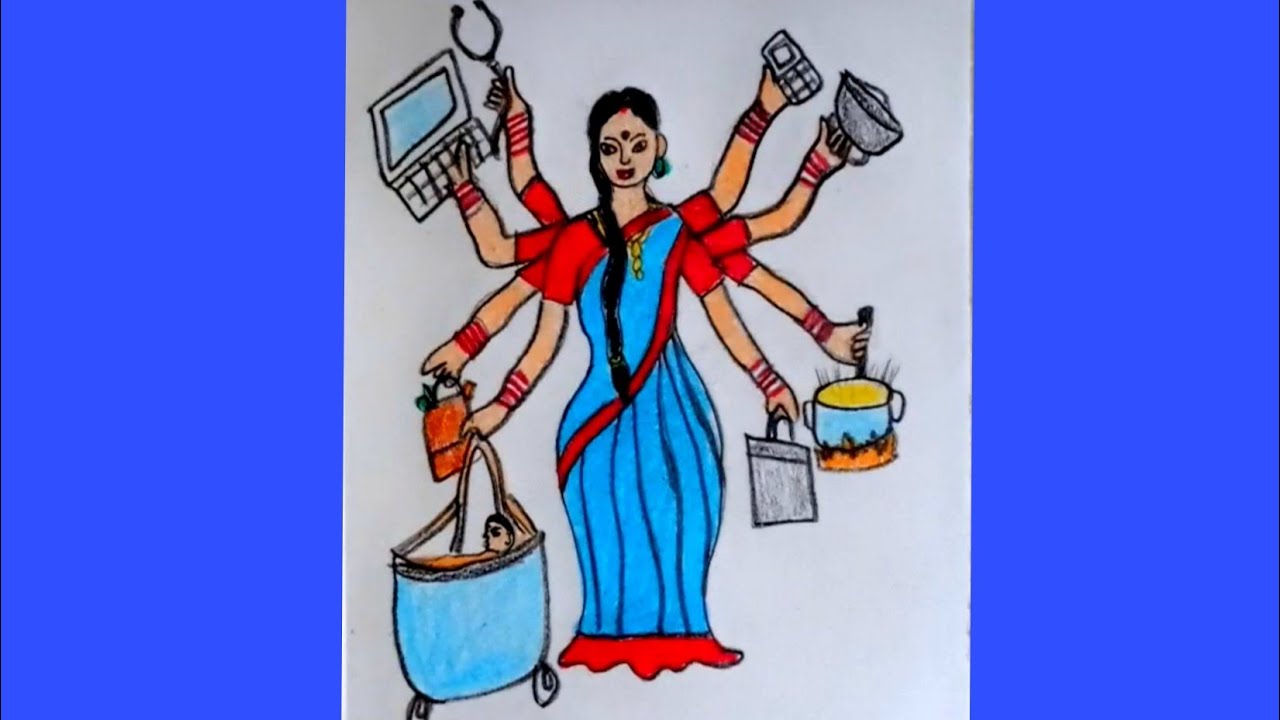 how to draw women's empowerment drawing/Easy international women's day ...