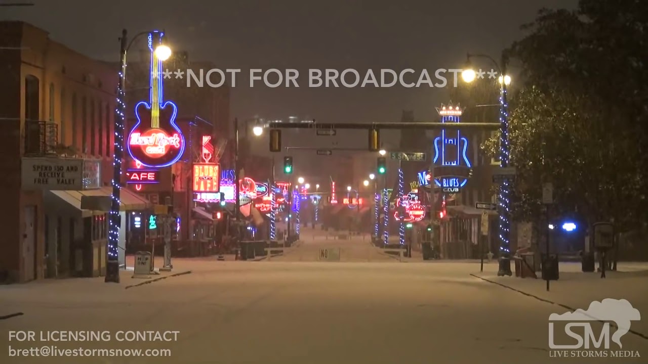 1-16-2018 Memphis, Tn Heavy snow blankets downtown, Beale St, Elvis ...