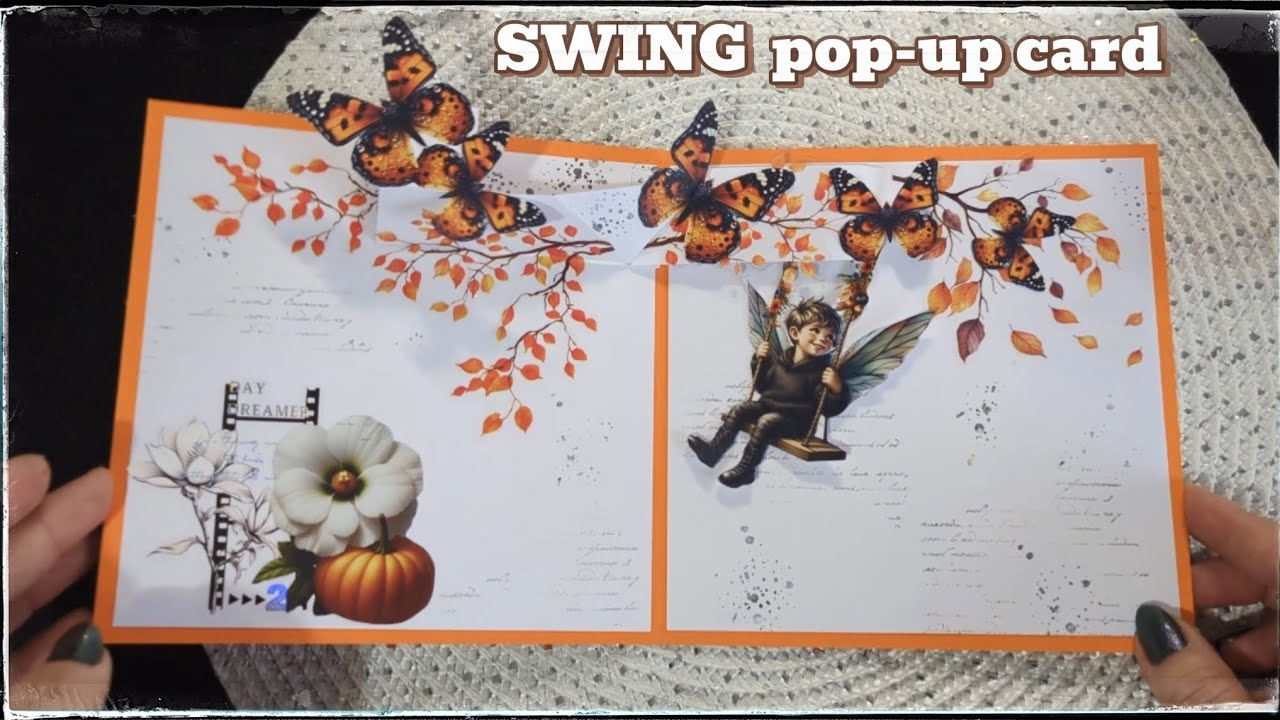 SWING pop-up card with cute boy & Halloween decor 🍁🍂🦋🍁 #cardcreations ...