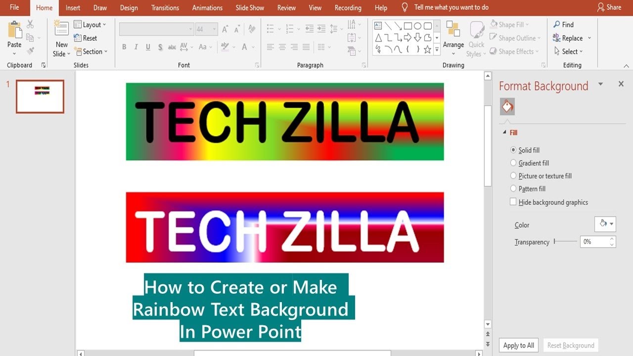 How to Create or Make Rainbow Text Background Color In Power Point ...