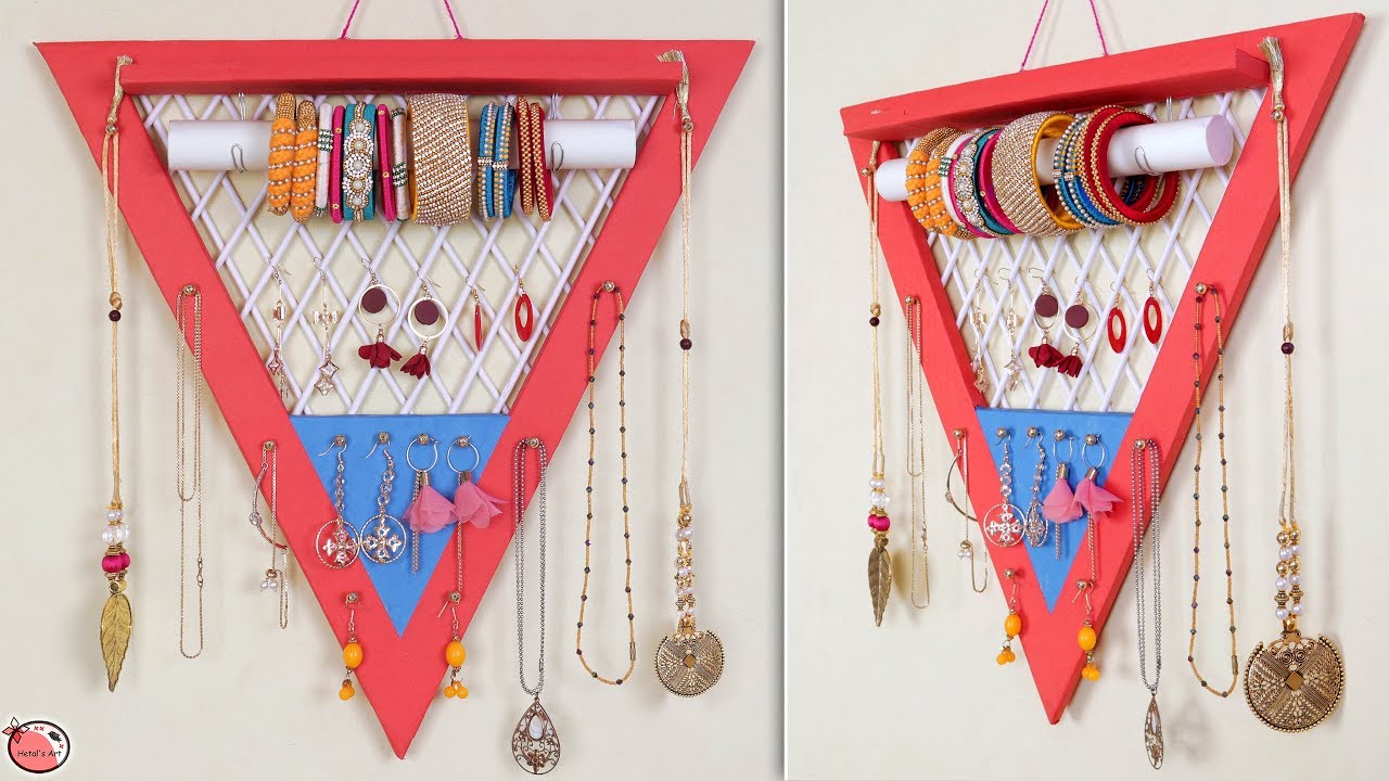 DIY Bangle , Earring & Necklace Holder Making at Home || DIY Room ...