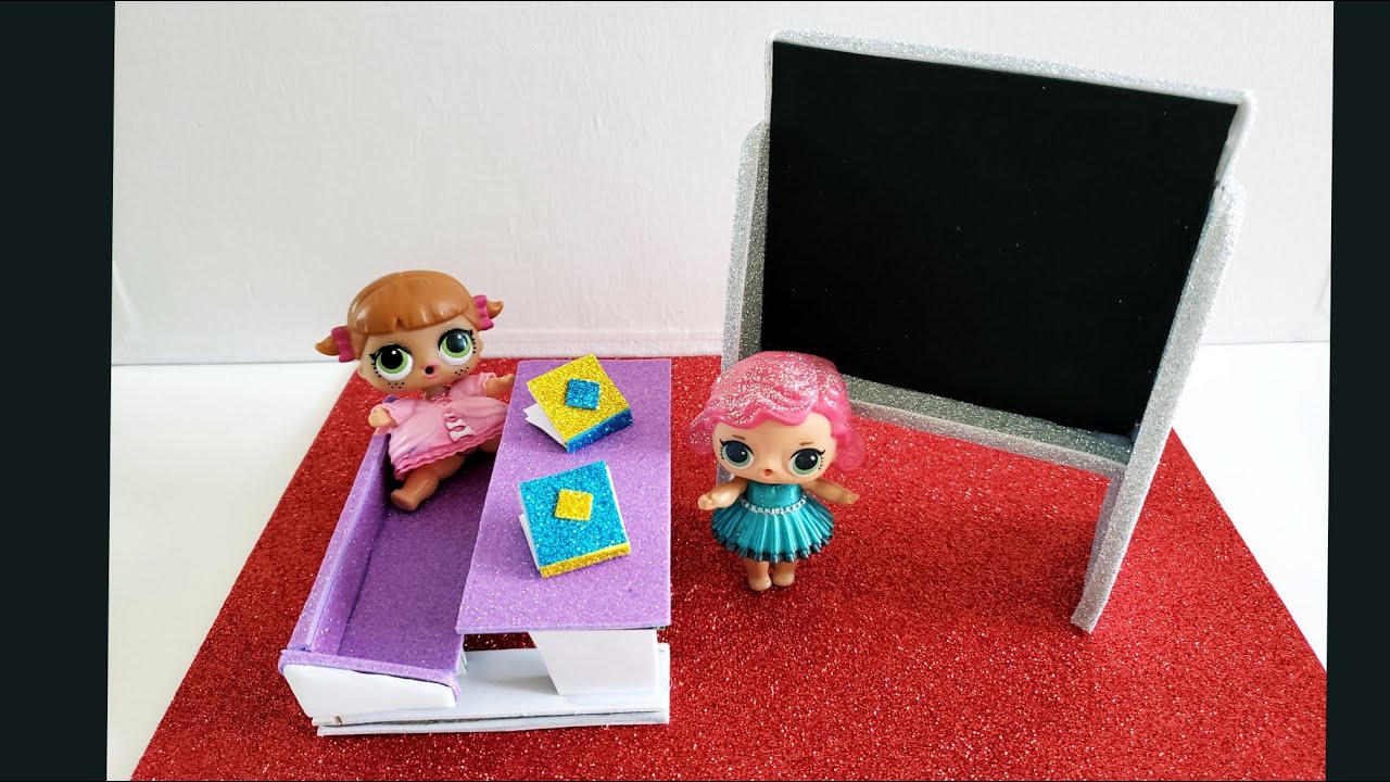 DIY Craft School Board Desk Bench Chair & Miniature books - L.O.L ...