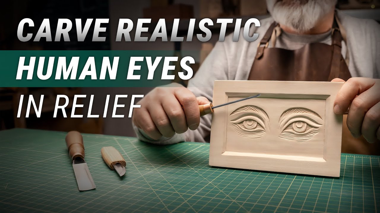 Eye-Catching Wood Carving: Human Eyes in Relief - YouTube