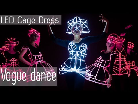 Vouge Dance in Sexy LED light up cage corset dress costume. New Vouge outfit style _C34