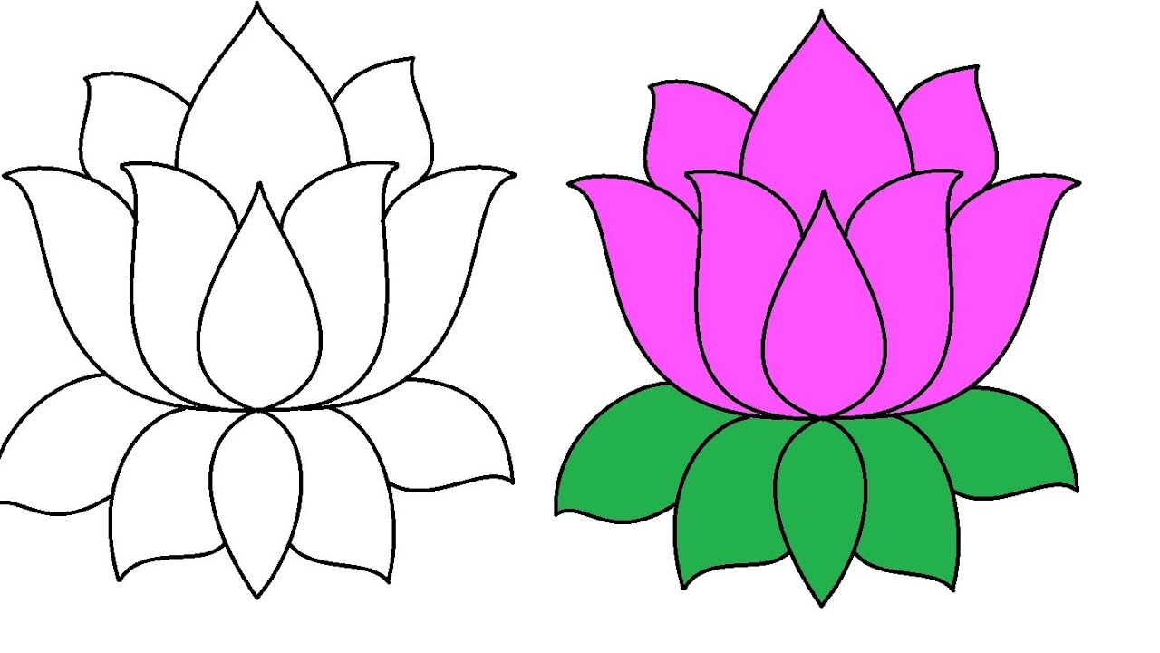 Lotus 🪷 Flowers drawing in ms paint | How to draw in ms paint | Lotus 🪷 ...
