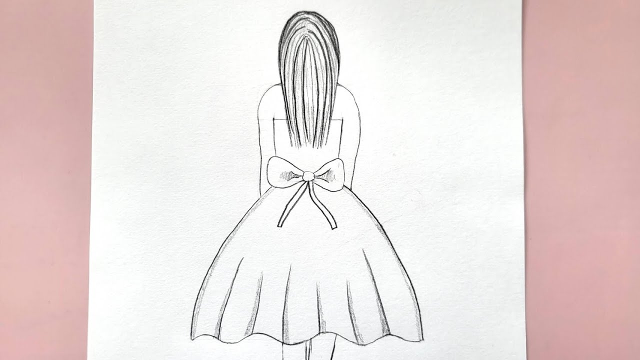 Easy girl backside drawing in 4 minutes ️ step by step - YouTube