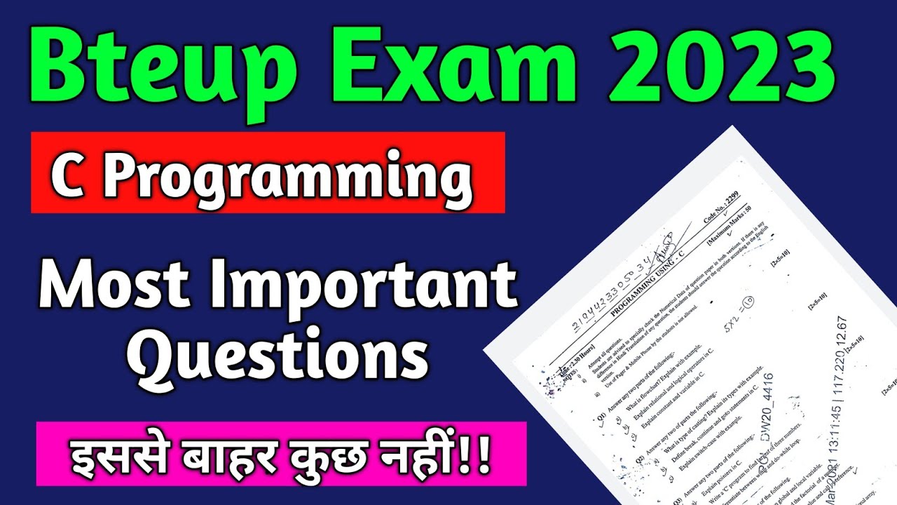 C Programming Polytechnic 5th Semester Bteup Exam 2023 Youtube
