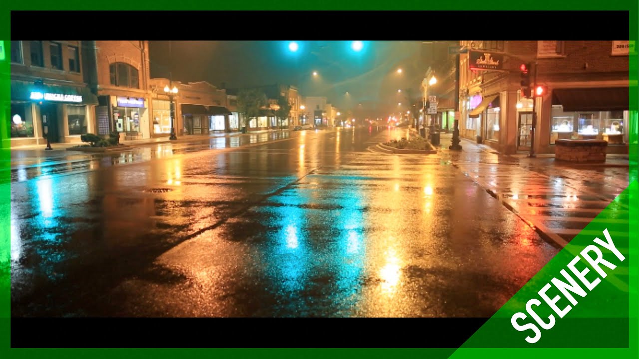 Rainy Downtown Geneva, IL at Night - YouTube