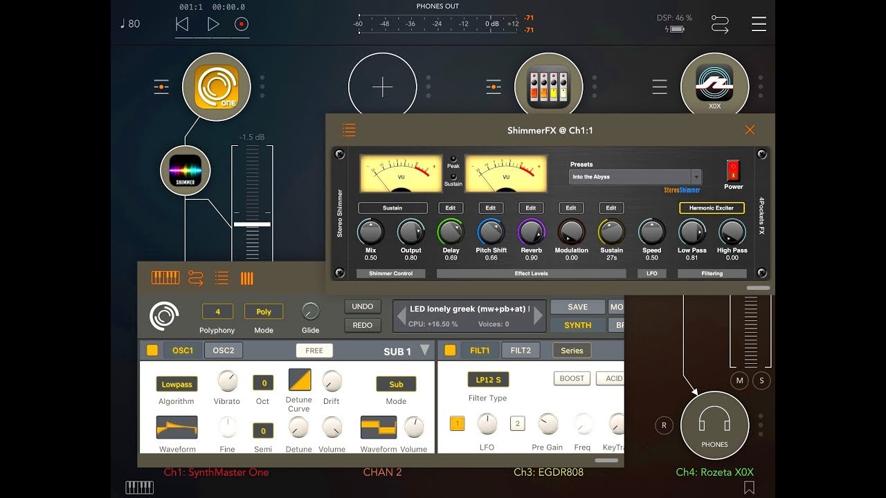 SynthMaster One Getting The Shimmer FX Treatment in AUM - iPad Demo ...