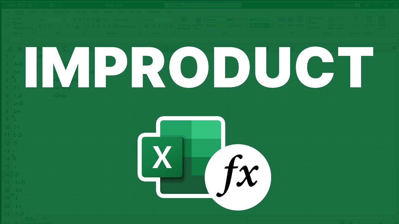 Multiply Complex Numbers Excel IMPRODUCT Function YouTube Multiply Complex Numbers Excel IMPRODUCT Function YouTube