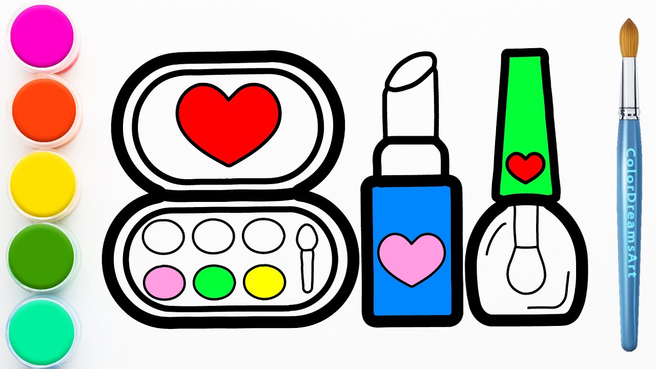 How to Draw a Makeup Set | Step by Step - YouTube