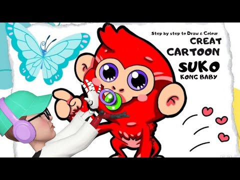 How To Draw SUKO Cute | Creat KONG BABY Cartoon And Colouring For Kids ...