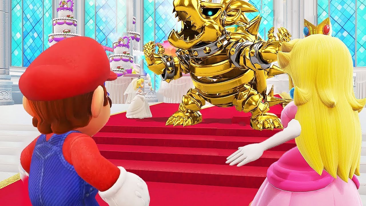 Super Mario Odyssey - Secret Special Gold Bowser Boss Fight with Mario ...