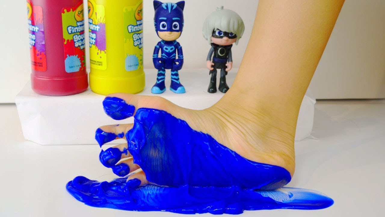 Pj Masks Colorful Feet Painting and Learn Colors - YouTube
