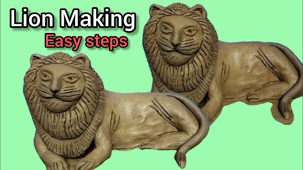 🦁 Lion making easy steps l Clay से Lion बनाने के आसान steps l Lion ...