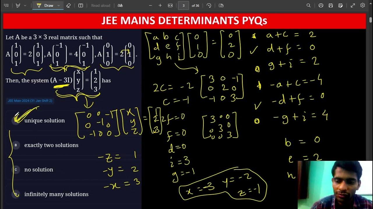 Let A be a 3×3 real matrix such thatA⎛⎜⎝101⎞⎟⎠=2⎛⎜⎝101⎞⎟⎠,A⎛⎜⎝−101⎞⎟⎠=4⎛⎜⎝−101⎞⎟⎠,A⎛⎜⎝010⎞⎟⎠=2 ...