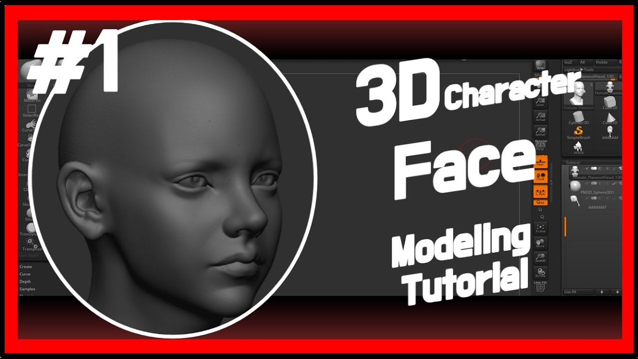 | PART1 | 3D Zbrush Female Face Sculpting(Modeling) Tutorial - YouTube