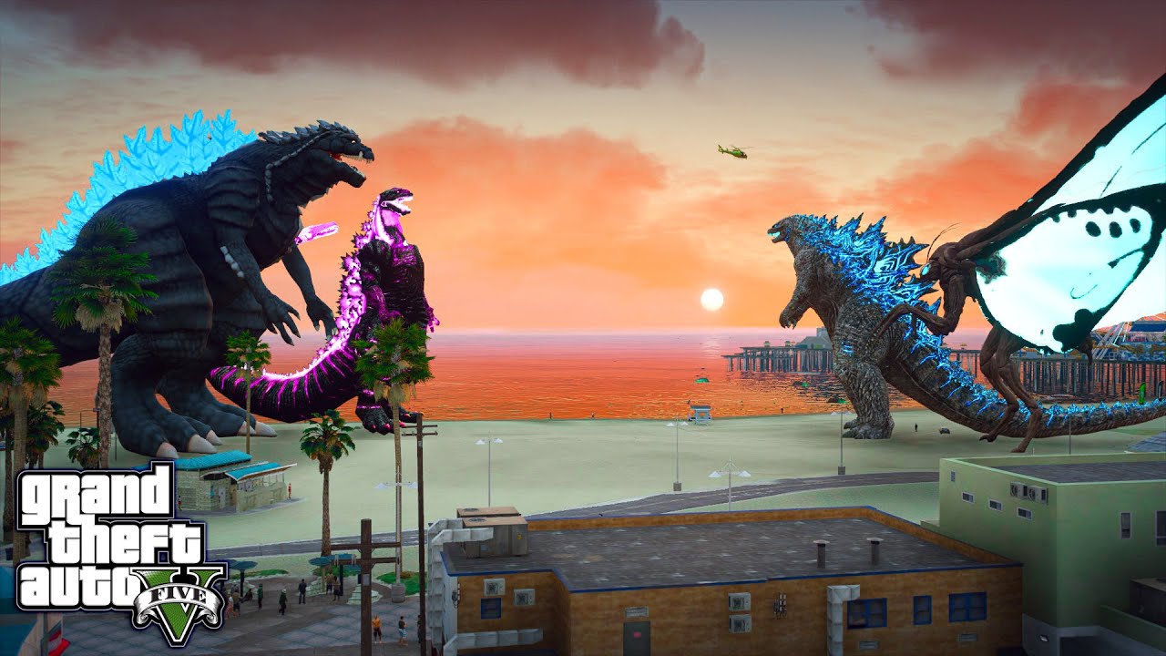 Godzilla, Mothra vs Shin Godzilla, Ultima Godzilla ( GTA V Mods ) - YouTube