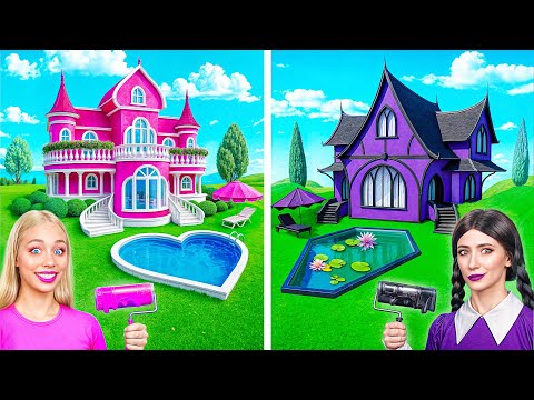 Wednesday vs Barbie Aynı Renkteki Evler Meydan Okuma Multi DO Smile